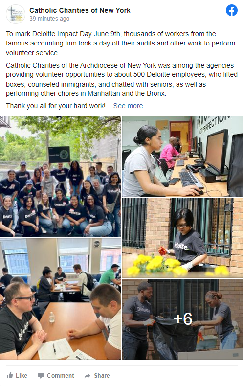 Catholic Charities Welcomes Deloitte Impact Day Service Volunteers ...